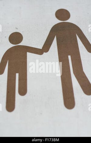 Simple crosswalk illustration sign of an adult and child holding hands ...