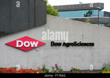 A logo sign outside of the headquarters of Dow AgroSciences in ...