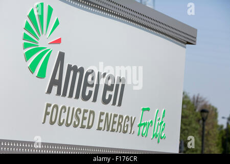 A logo sign outside of the headquarters of the Ameren Corporation, in ...