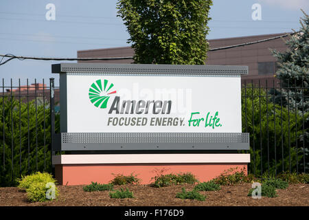 A logo sign outside of the headquarters of the Ameren Corporation, in ...