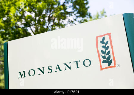 A logo sign outside of the headquarters of the Monsanto Company, in St ...