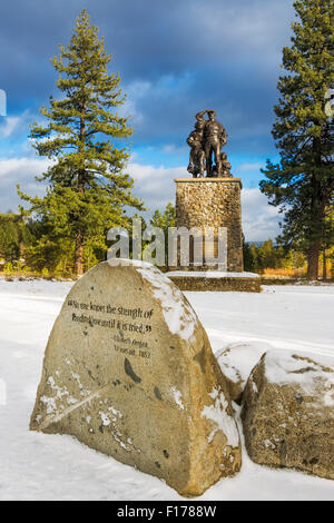 Interpretive stone at Donner Memorial State Park, Truckee, California ...