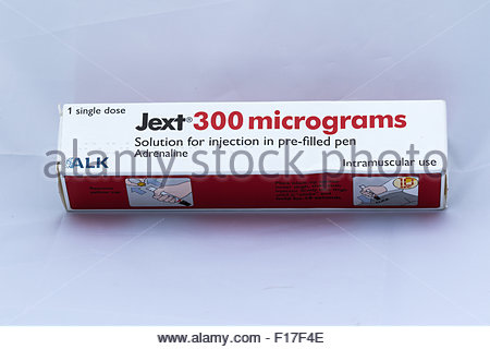 A medical Jext Epipen used to administer a 300 microgramme dose of ...
