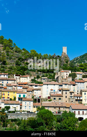 France, Herault, Orb valley, Roquebrun village and Orb River Stock Photo - Alamy