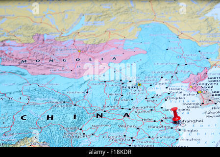Shanghai pinned on a map of Asia Stock Photo - Alamy