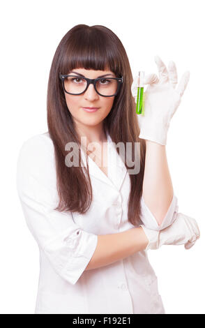 Young chemist isolated on white background Stock Photo - Alamy