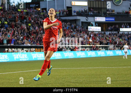 Aug. 30, 2015 - ALEX MORGAN (13) celebrates her goal. The Portland ...