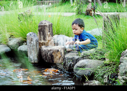 Kid Feeding fish Stock Photo: 87607241 - Alamy