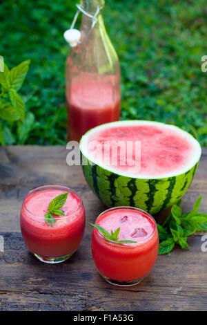 Watermelon sweet smoothie detox in the glass Stock Photo - Alamy