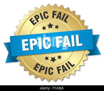 fail 3d gold badge with blue ribbon Stock Photo - Alamy