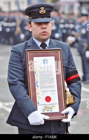 Troops from RAF Halton take part in the inaugural freedom parade ...