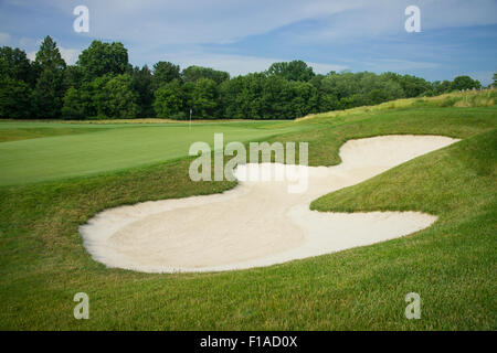 Sand traps in a golf course, Pebble Beach Golf Course, Pebble Beach ...