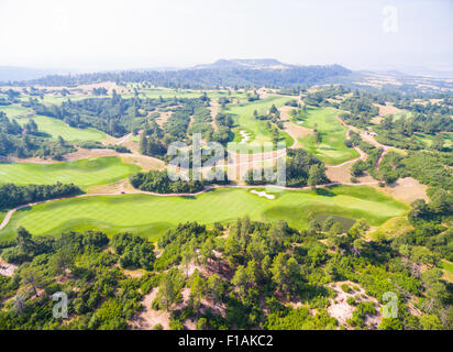 Aerial view of the golf course at the Wildcat Cliffs Country Club under ...
