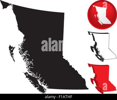British Columbia Canada Map Black Silhouette. BC, Canadian Province ...