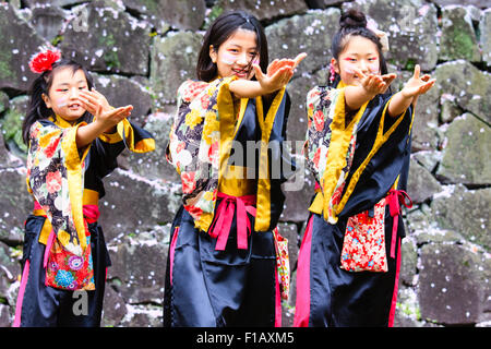 Kumamoto, Japan, Yosakoi Festival. Dance troupe of children, 10-16 year ...