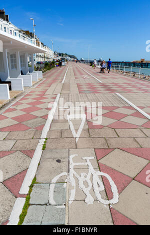 Cycle lane on The Promenade along the beach front at Walmer, Deal, Kent ...