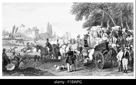 Chantilly Horse Races racing racecourse Paris 1854 Stock Photo - Alamy