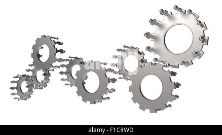 Model of 3d figures on connected cogs as leadership concept Stock Photo ...