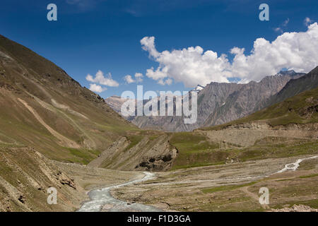 India, Jammu & Kashmir, Gumri, Dras River passing through high altitude ...
