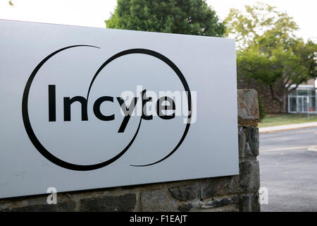 A logo sign outside of the headquarters of the Incyte Corporation in Wilmington, Delaware on ...