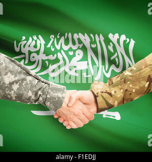 Saudi Arabian national guard soldiers celebrate after leading coalition ...