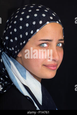 Portrait of a Beautiful Young Kurdish Syrian Woman at Qalaat Samaan in ...