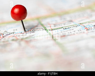 XXX map. XXX pin map. Close up of XXX map with red pin. Map with red pin point of XXX in YYY ...