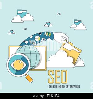 search engine optimization concept in flat thin line design Stock ...