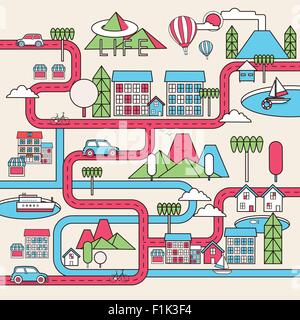 A cartoon illustration of a road map with an idea Stock Vector Image ...