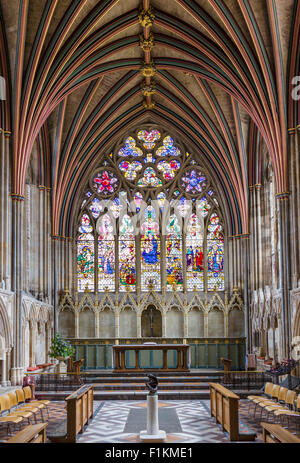 Exeter Cathedral Stained glass windows Stock Photo - Alamy