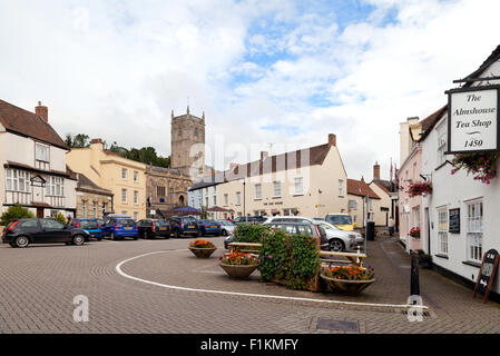 The medieval square in Axbridge, Somerset, England, UK. The half ...