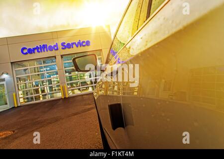 Dealership Certified Car Service Entrance Gates with Large Sign Stock ...