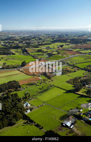 Southern Motorway and farmland, Bombay Hills, South Auckland, North ...