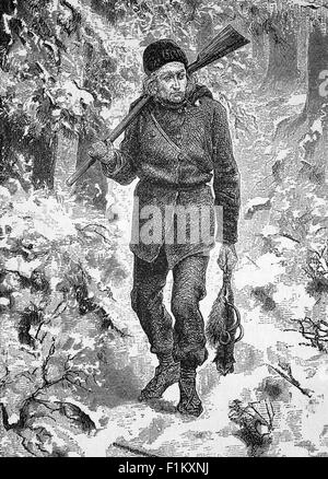 19th century engraving of a White trapper on a horse Stock Photo - Alamy