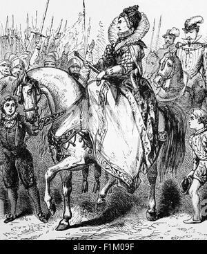 Queen Elizabeth I of England giving her speech to troops at Tilbury in ...