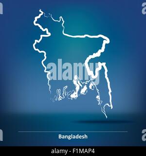 Line Map of Bangladesh Illustration Vector Icon Bangladesh Map Stock ...