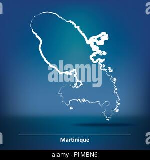 Martinique outline silhouette map illustration Stock Vector Image & Art ...