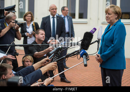 Buch am Erlbach, Germany. 4th September, 2015. German Chancellor Angela ...