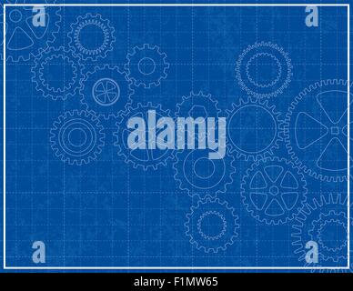 Blueprint Background with cogs Stock Vector Image & Art - Alamy