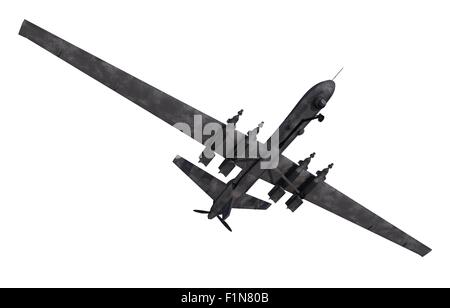 Military Drone, bottom view. 3D rendering isolated on white background ...