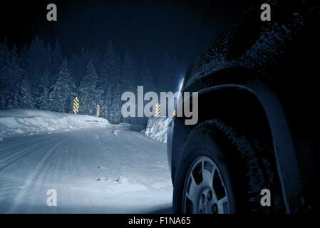 Car, storm, snow, winter, road Stock Photo - Alamy