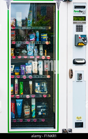 Vending machine with toiletries and essential items outside a pharmacy ...