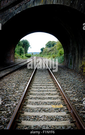 Railway rail tracks under bridge Stock Photo - Alamy
