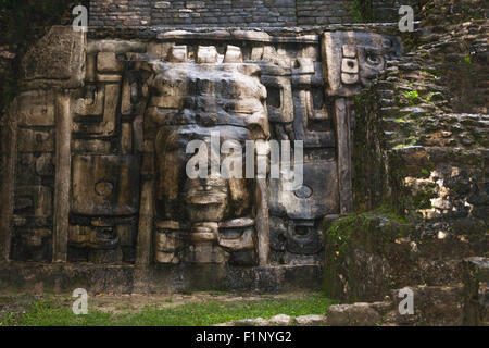 An Olmec style face adorns the side of the Mask Temple wall at the ...