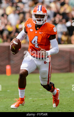 Clemson Tigers quarterback Deshaun Watson (4) attempts a downfield pass ...