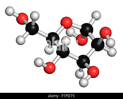 Mannose (D-mannose) sugar molecule. Epimer of glucose. Stylized ...