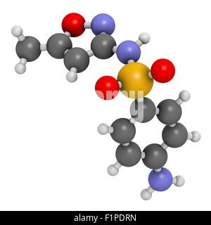 Sulfamethoxazole antibiotic drug molecule (sulfonamide class) Commonly ...