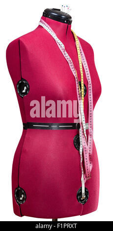 tailor dummy - female figure red mannequin isolated on white background ...