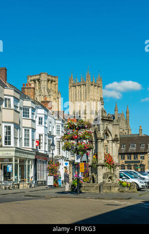 Market Square Wells Somerset West of England on a sunny September ...