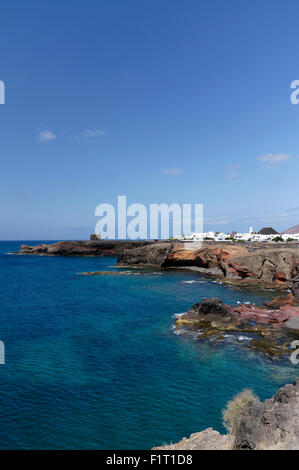 Rugged volcanic coastline, Las Coloradas, Playa Blanca, Lanzarote ...